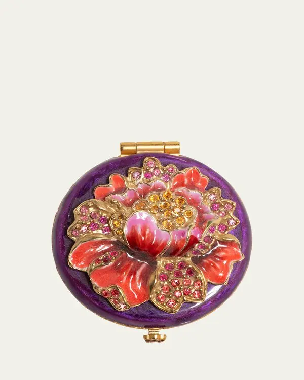 JAY STRONGWATER Brocade Floral Round Compact