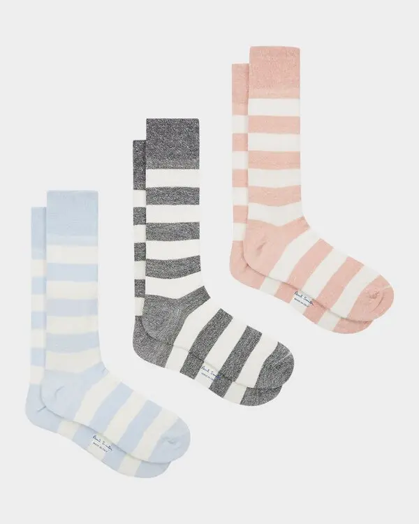 Paul Smith Barry Stripe 3-pack Crew Socks