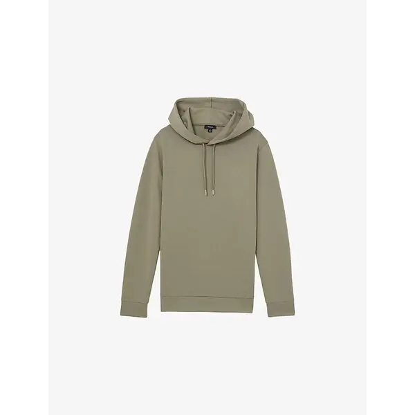 REISS Regular-fit Stretch-jersey Hoody - Sage