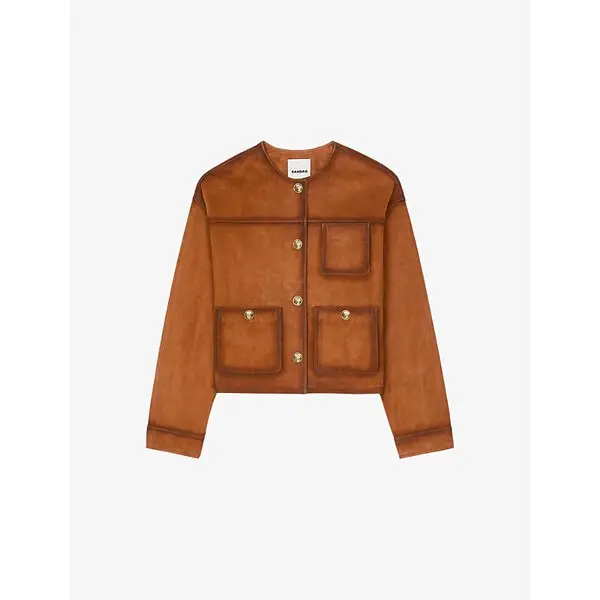 Sandro Patch-pocket Relaxed-fit Suede Jacket - Naturels