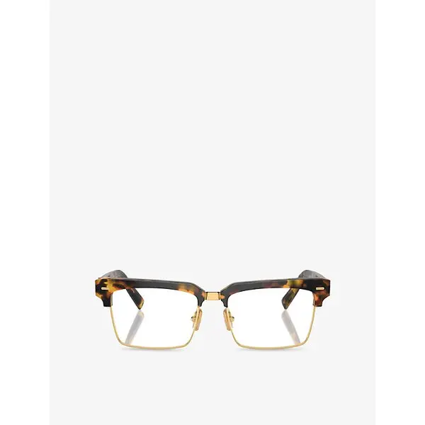 Miu Miu Rectangular-frame Metal Optical Glasses - Brown