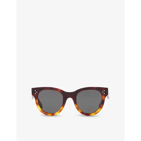 Celine Rectangle-frame Tortoiseshell Acetate Sunglasses