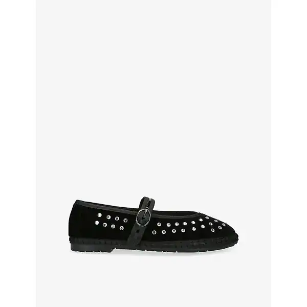 Flabelus Mae Crystal-Embellished Velvet Mary-Jane Shoes Eur 38/5 Uk - Black | Editorialist