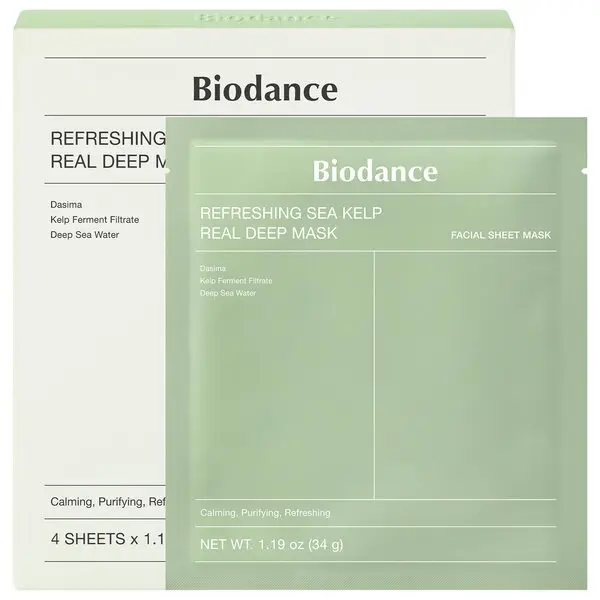 Biodance Refreshing Sea Kelp Real Deep Mask 4 Pack For Calming & Sebum Control
