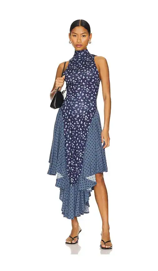 Free People Ramada Midi Dress In Sapphire Combo 22% Off