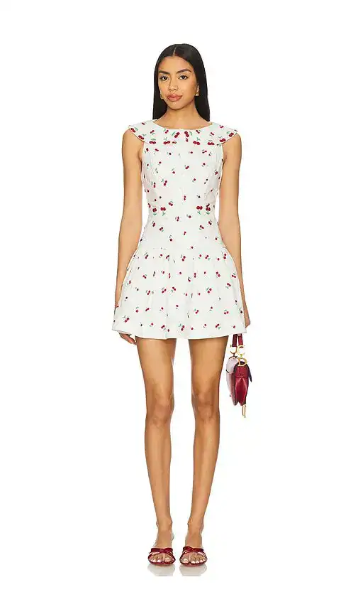 For Love Lemons Beaded Cherries Mini Dress In White 6% Off