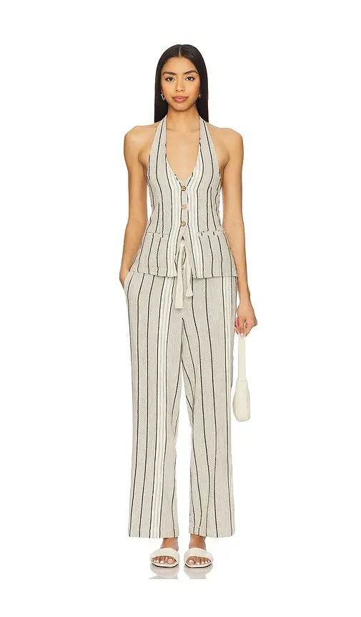 Free People X Take Me To Paris Striped Set In In Ivory