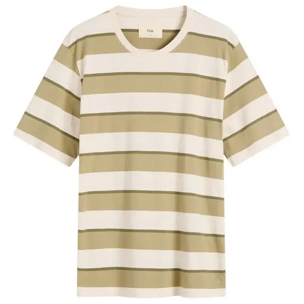 Folk Melange Shadow Stripe T-shirt - Light Sage Melange