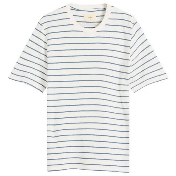Folk Textured Stripe T-shirt - Off White/soft Blue