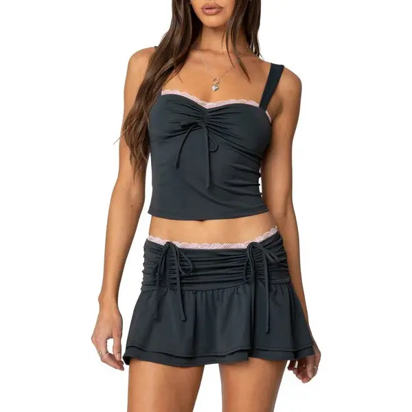 EDIKTED Claudina Ruched Crop Tank