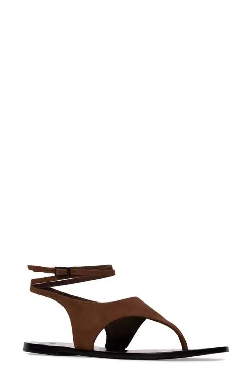 BLACK SUEDE STUDIO Mindy Ankle Strap Sandal - Brown Suede