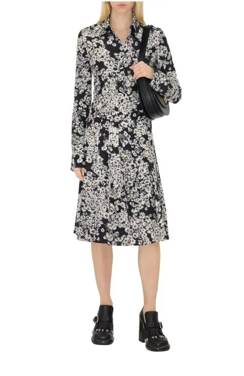 Burberry Pleated Daisy Silk Skirt - Black