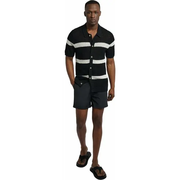 Onia Linen Short Sleeve Button-up Sweater