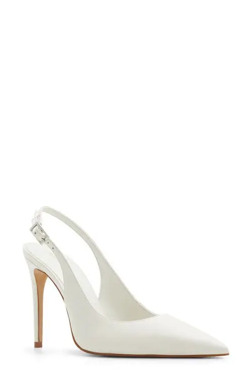 Aldo Stessy Pointed Toe Slingback Pumps - White/ Bone