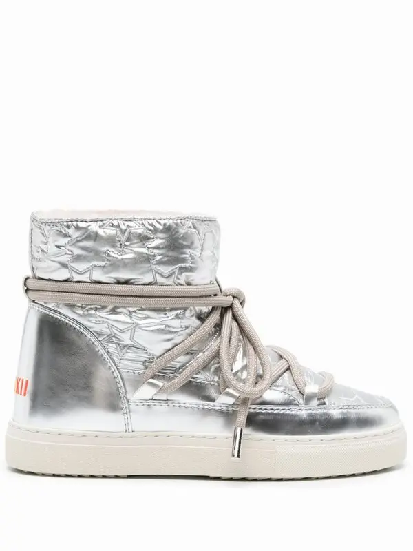 Inuikii Bomber Star Snow Boots - Silver Red