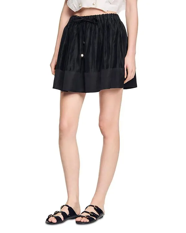 Sandro Short Dual Material Skirt