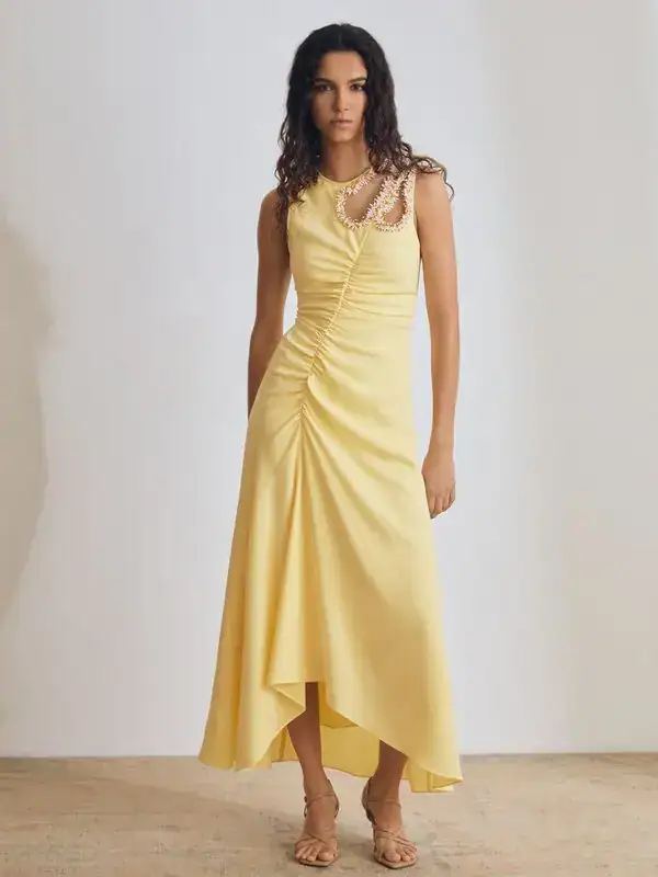 reiss formal dresses Champagne Sequin Embroidered Midi Dress – self-portrait-US main image 1