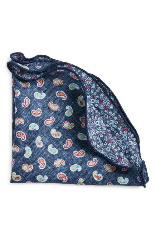 EDWARD ARMAH Paisley & Medallion Reversible Pocket Circle - Denim