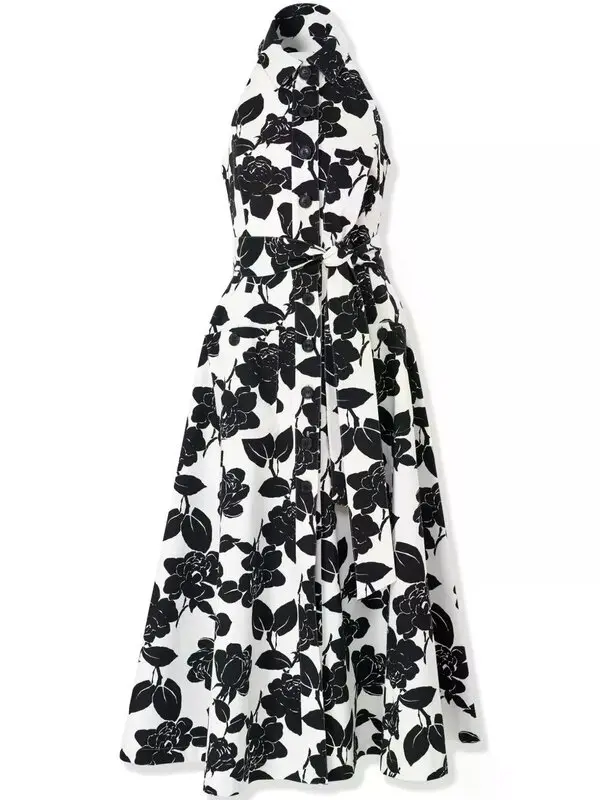Carolina Herrera Floral-Print Halterneck Midi Dress White 50 - Main Image