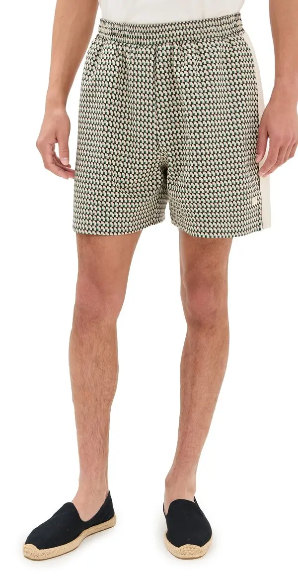 WALES BONNER Power Shorts 5 - Beige/dark Green/brown