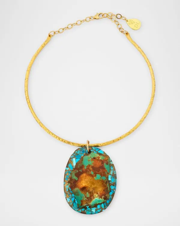 DEVON LEIGH Copper Infused Peruvian Pendant Necklace - Turquoise