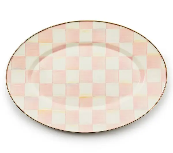 MACKENZIE-CHILDS Rosy Check Small Oval Platter - One-color