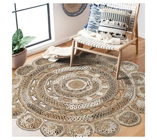 OX BAY TRADING CO. Ox Bay Modern Hand-braided Circle Jute Indoor R Ug, 4' Round