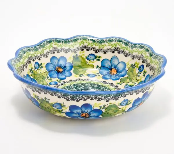 LIDIA'S POLISH POTTERY Hand Painted Round Kora Bowl