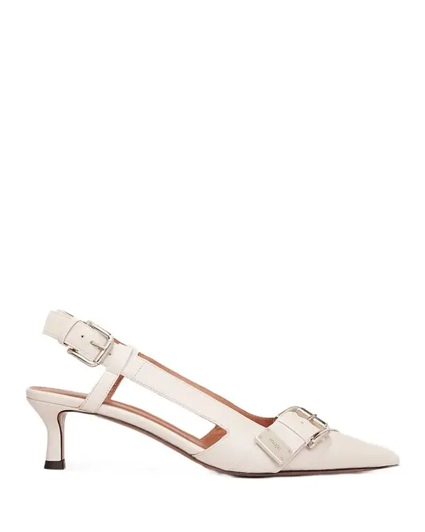 Maje Pointed Toe Double Buckle Slingback Pumps
