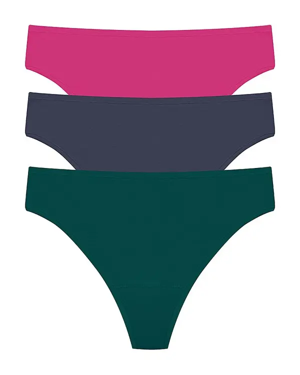 Natori Bliss Bare Thongs, Pack Of 3 - Elm/vintage Navy/sakura
