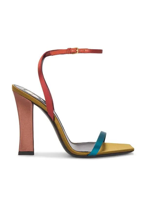 Saint Laurent Ankle Strap Sandal - Silk Duck Blue & Dark Rust