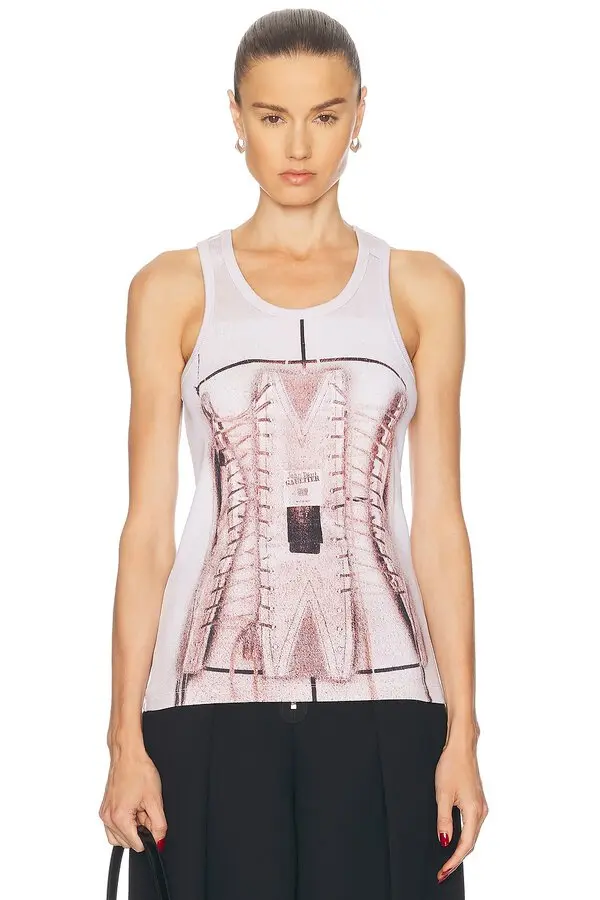 Jean Paul Gaultier Trompe L'oeil Corset Tank Top - Dustypink  White  & Black