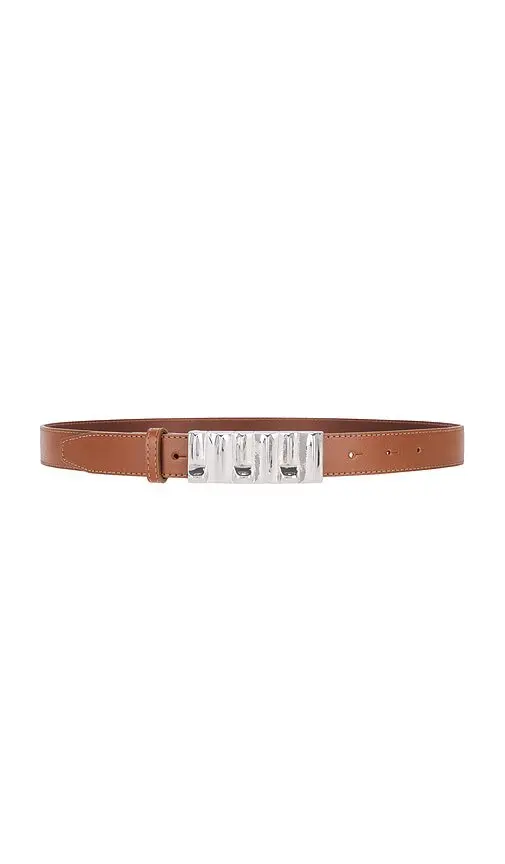 FRAME Sculptural Leather Belt - Cognac