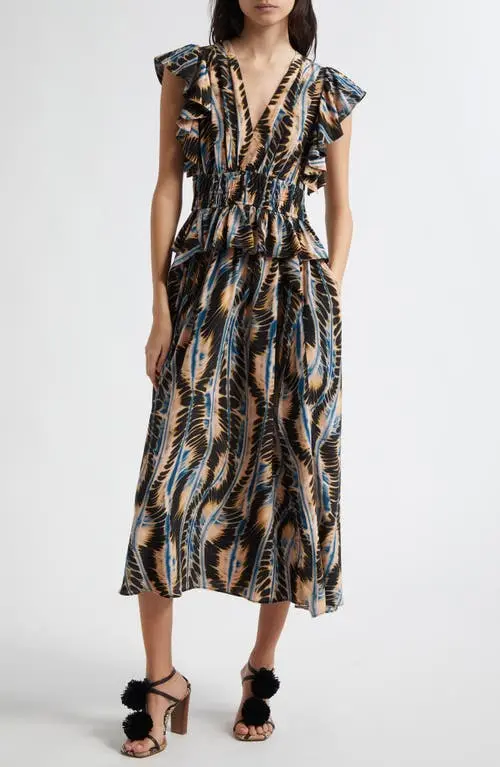 Ulla Johnson Brielle Printed Silk Midi Dress - River