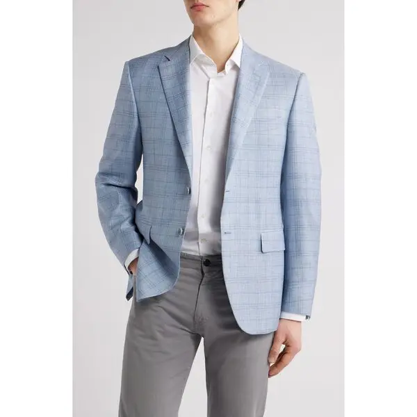 Canali Siena Regular Fit Plaid Sport Coat - Light Blue