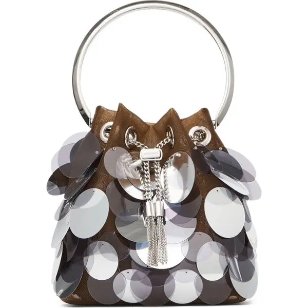JIMMY CHOO Bon Bon Paillette Top Handle Pouch