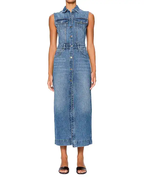 white christmas dresses Sleeveless Denim Jacket Dress – STEL main image 0