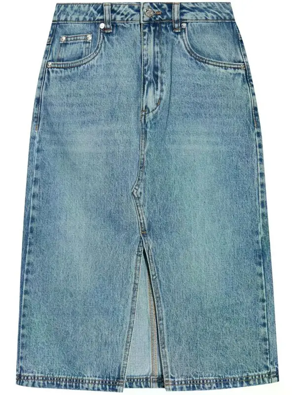 GESTUZ Logo Patch Denim Skirt
