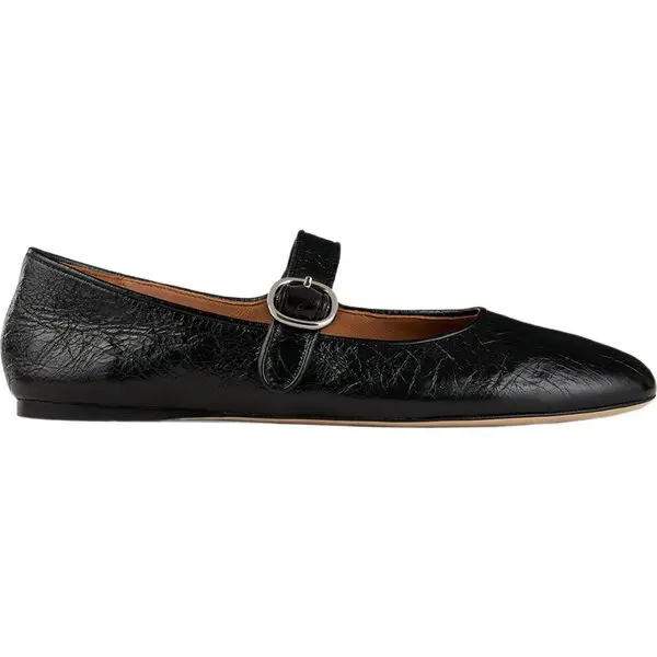Sandro Shiny Leather Ballet Flats - Black