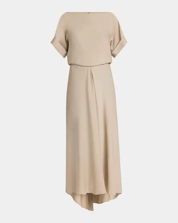 Giorgio Armani Triple Silk Georgette Hi-low Gown - Solid Medium Beige