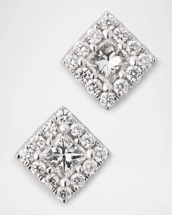 LISA NIK 18k White Gold Pave Stud Earrings