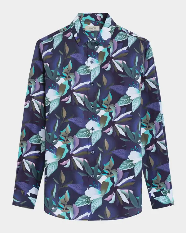 Bugatchi Julian Printed Sport Shirt - Navy