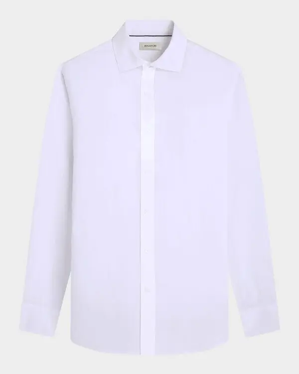 Bugatchi Axel Long-sleeve Linen Sport Shirt - White