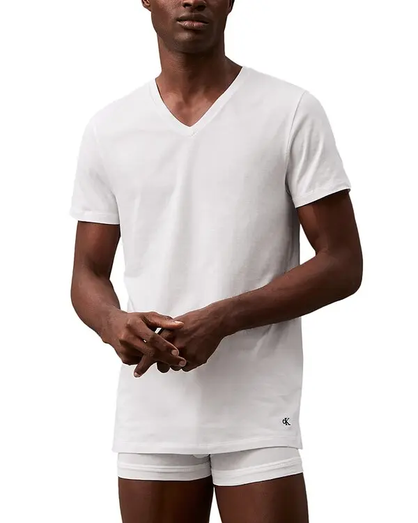 Calvin Klein Cotton Classics V Neck Tees, Pack Of 3 - White