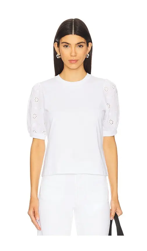 FRAME Lace Sleeve Tee