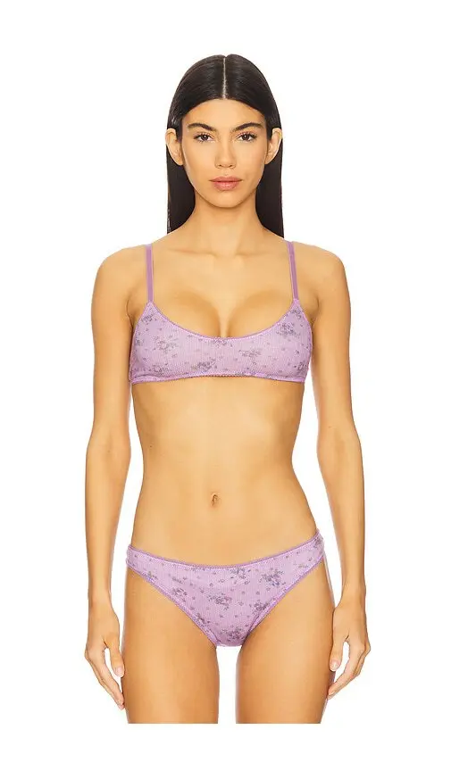 Free People X Intimately Fp Printed Pointelle Bralette In Lavender - Grape Combo
