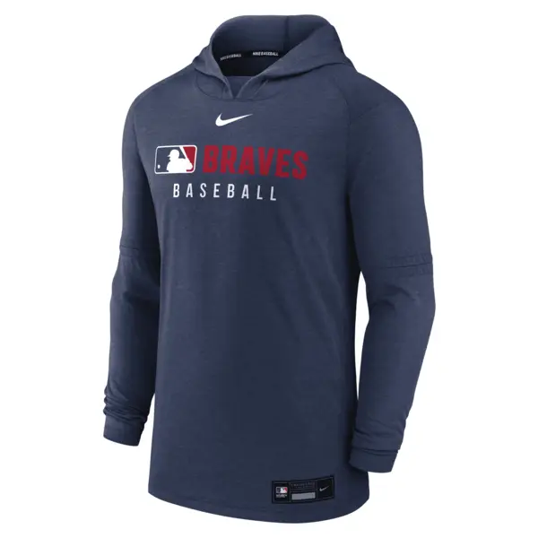 Nike Atlanta Braves Authentic Collection Dri-fit Mlb Pullover Hoodie - Blue