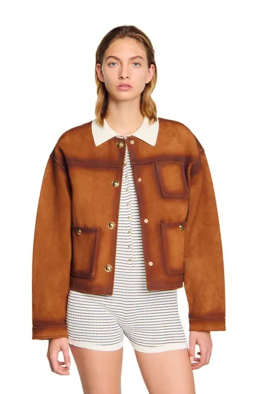 Sandro Suede Jacket - Camel