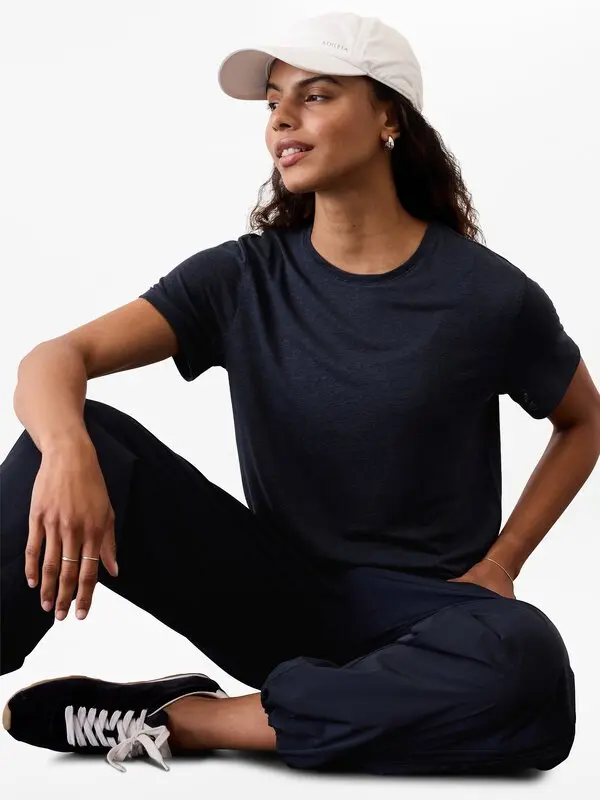 Athleta Linen Blend Tee - Eclipse