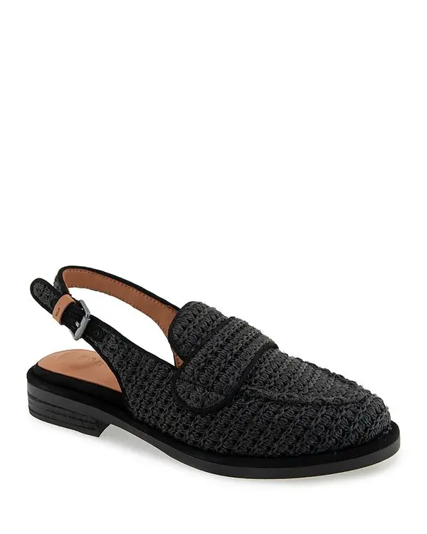 KENNETH COLE Caleb Slingback Loafer Flats - Black Raffia